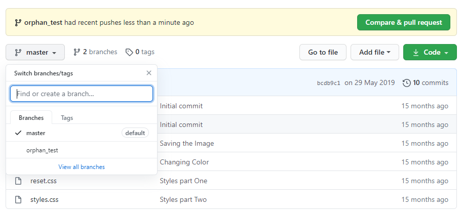 Git Orphan Branch 생성