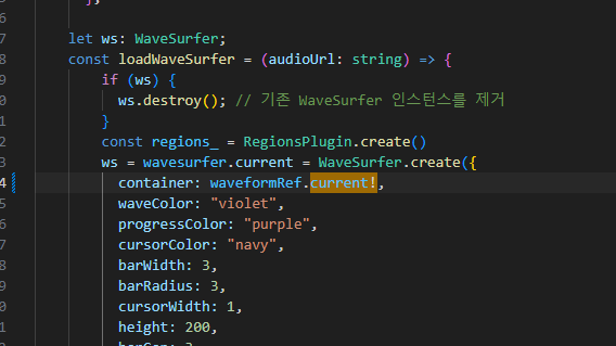ionic react (or vanila) wavesurfer tip