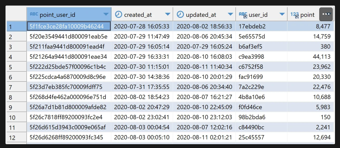 SQL 문법 문제 : Lv3. 이용자의 포인트 조회하기