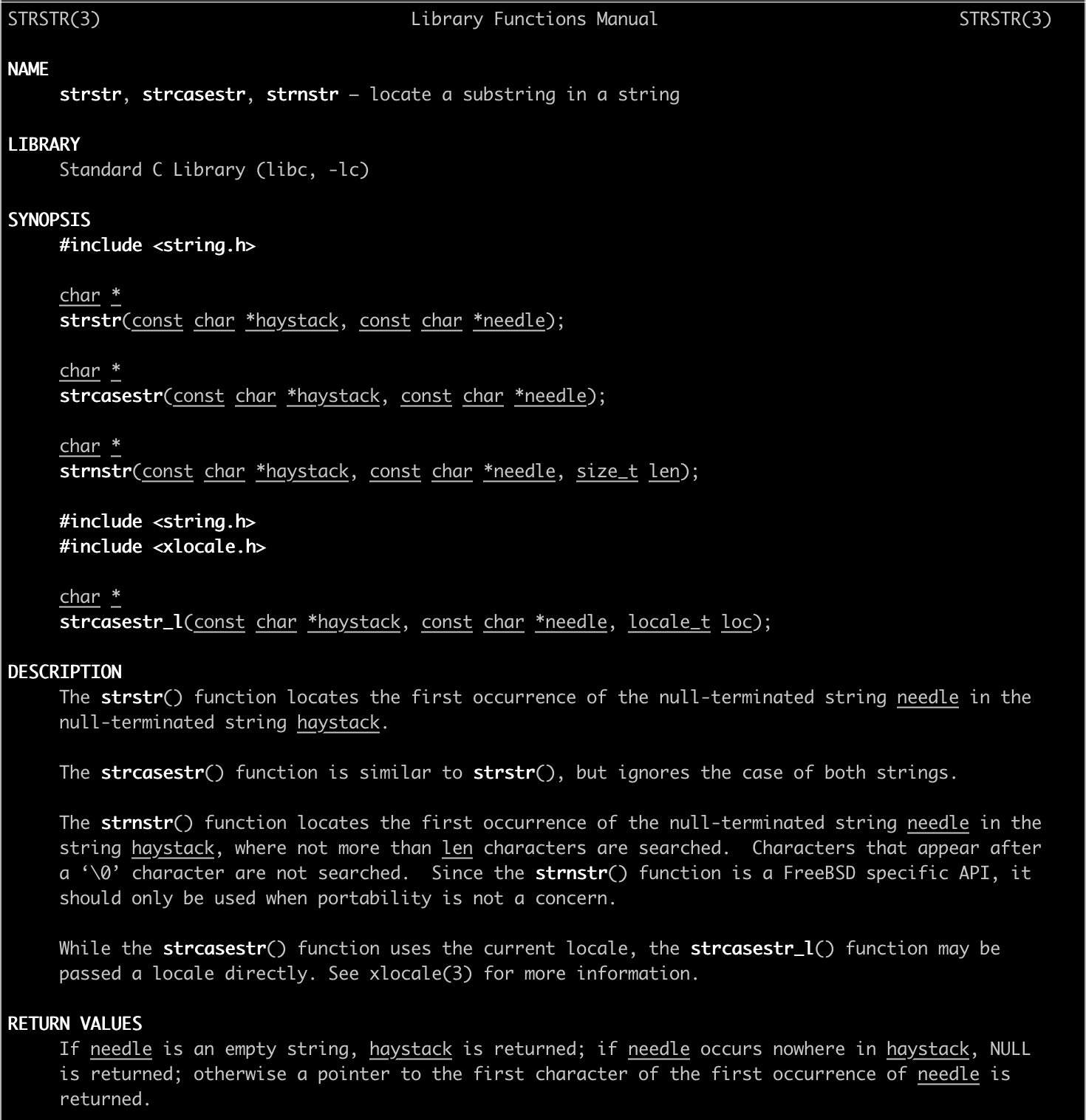 strstr, strnstr 함수 구현하기