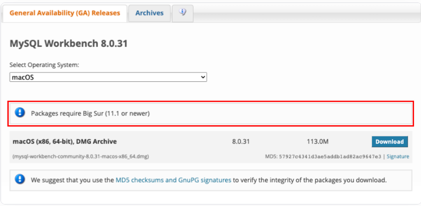 MySQL Workbench 설치 (macOS)