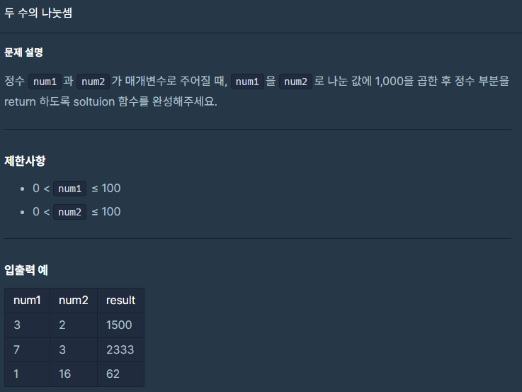 두 수의 나눗셈 Java 
