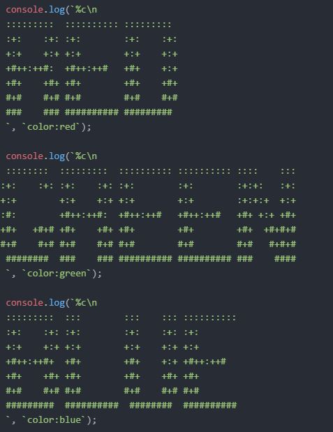 Console.log Styling, Ascii Art