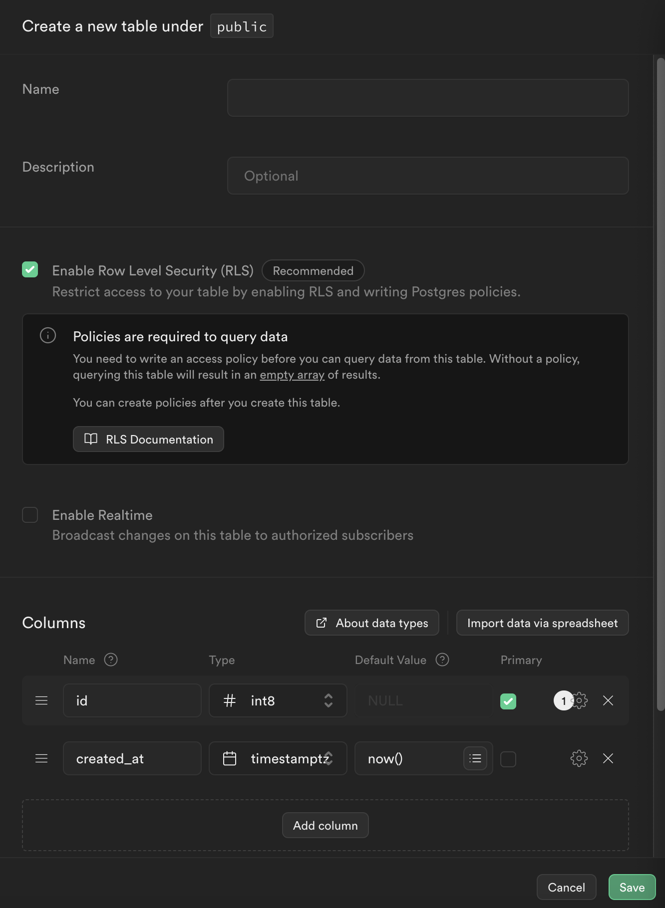 [TIL] Supabase 프로젝트 설정 가이드: 데이터베이스 및 테이블 생성