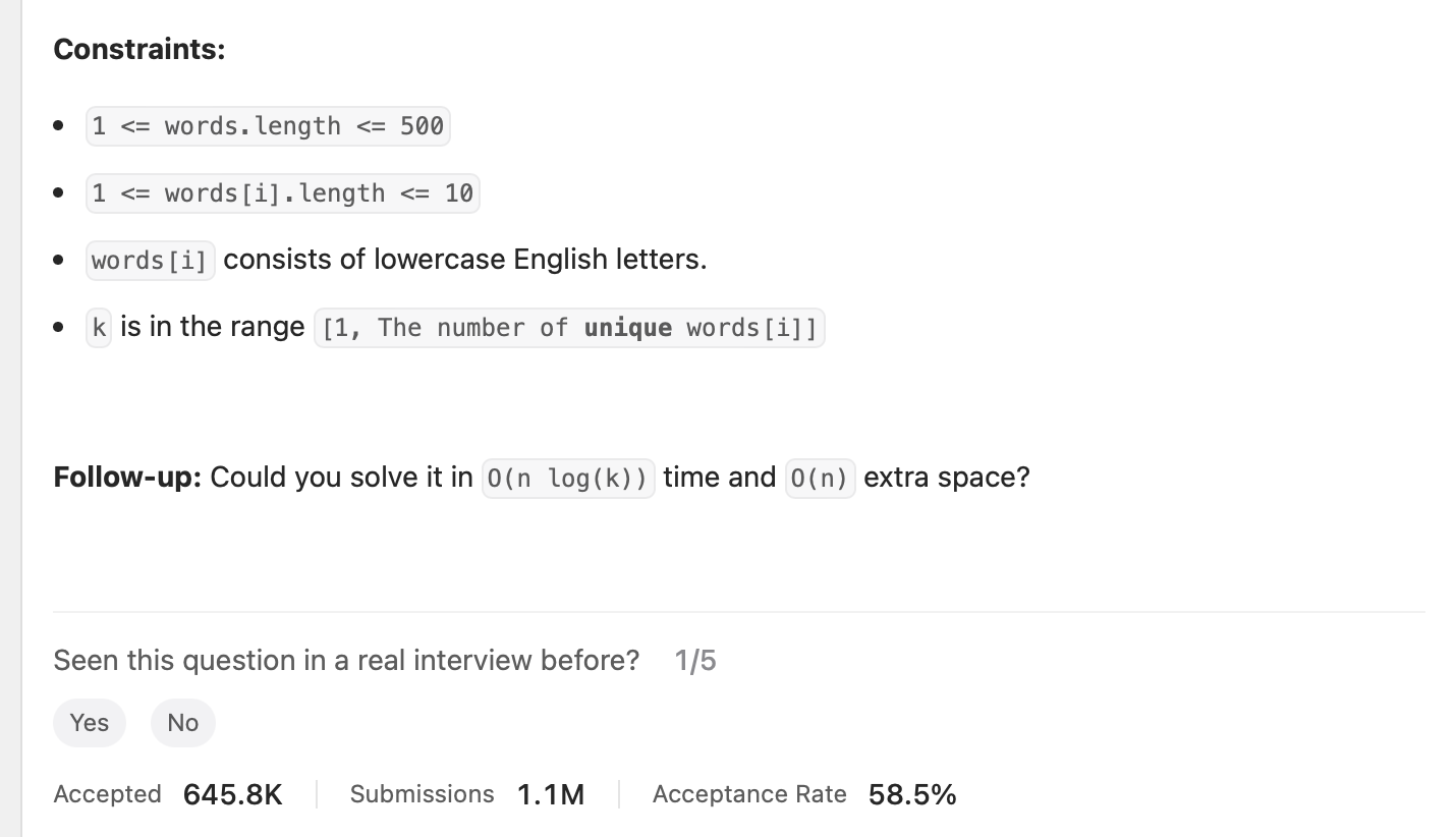 [Leet Code] 692. Top K Frequent Words(Assignment)