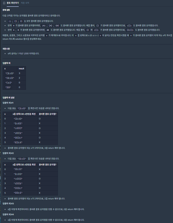 프로그래머스 Lv.2 괄호 회전하기 (Python)