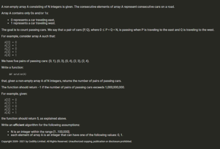 [Codility5/Lesson]passingcars(python)