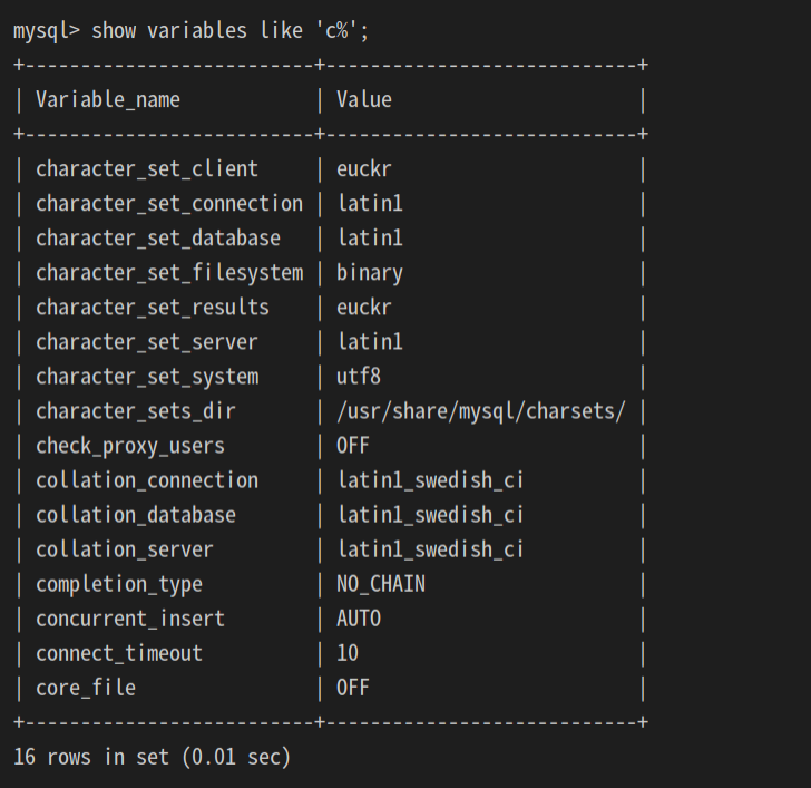 Database Mysql 한글입력오류 